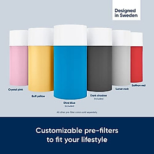 BLUEAIR Bedroom Air Purifier, Small Room Air Cleaner Dust Pet Dander Smoke Mold Pollen Allergen, Odor Removal, Home Office Nursery, 2 Washable Pre Filters, HEPASilent, Metal Cage, Blue 411+(Non-Auto)