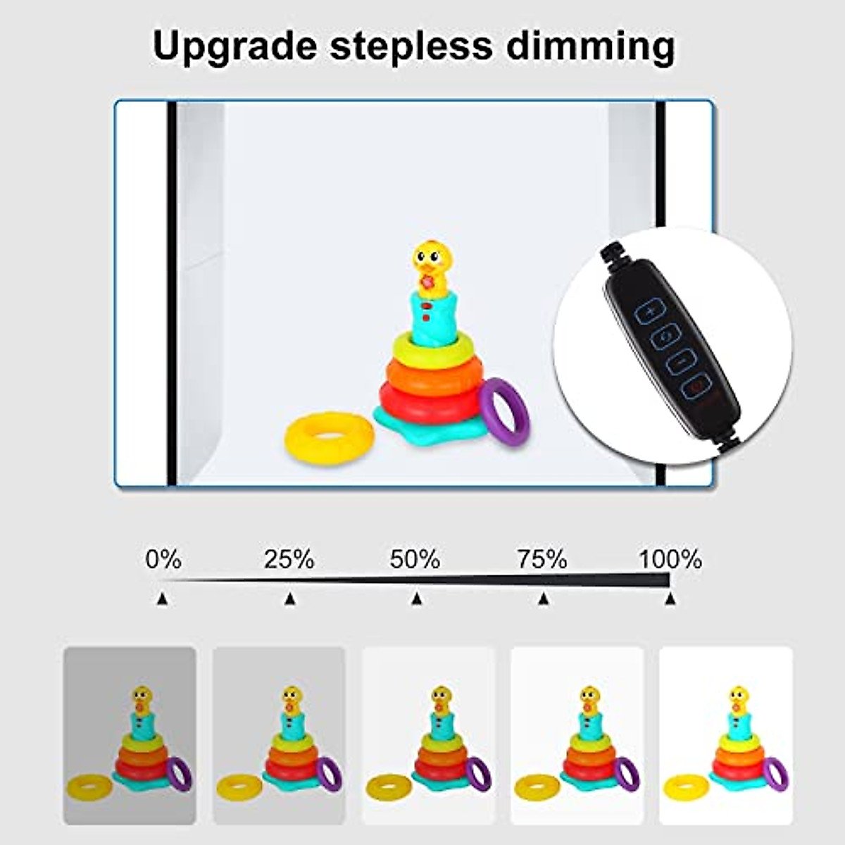 Photo Studio Box, PULUZ Mini Folding Lightbox LED Ring Light Portable Photo Studio Photography Shooting Tent Box Kit 12 Colors Backdrops USB Light Box for Phones DSLR Camera (9.8 x 9.8 inch)