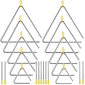 MUKLEI 10 Pack Music Instruments Triangles, Percussion Triangles With Strikers Musical Steel Triangle Se Music Triangle Instruments for Music Learning 4,5,6,7,8 inches