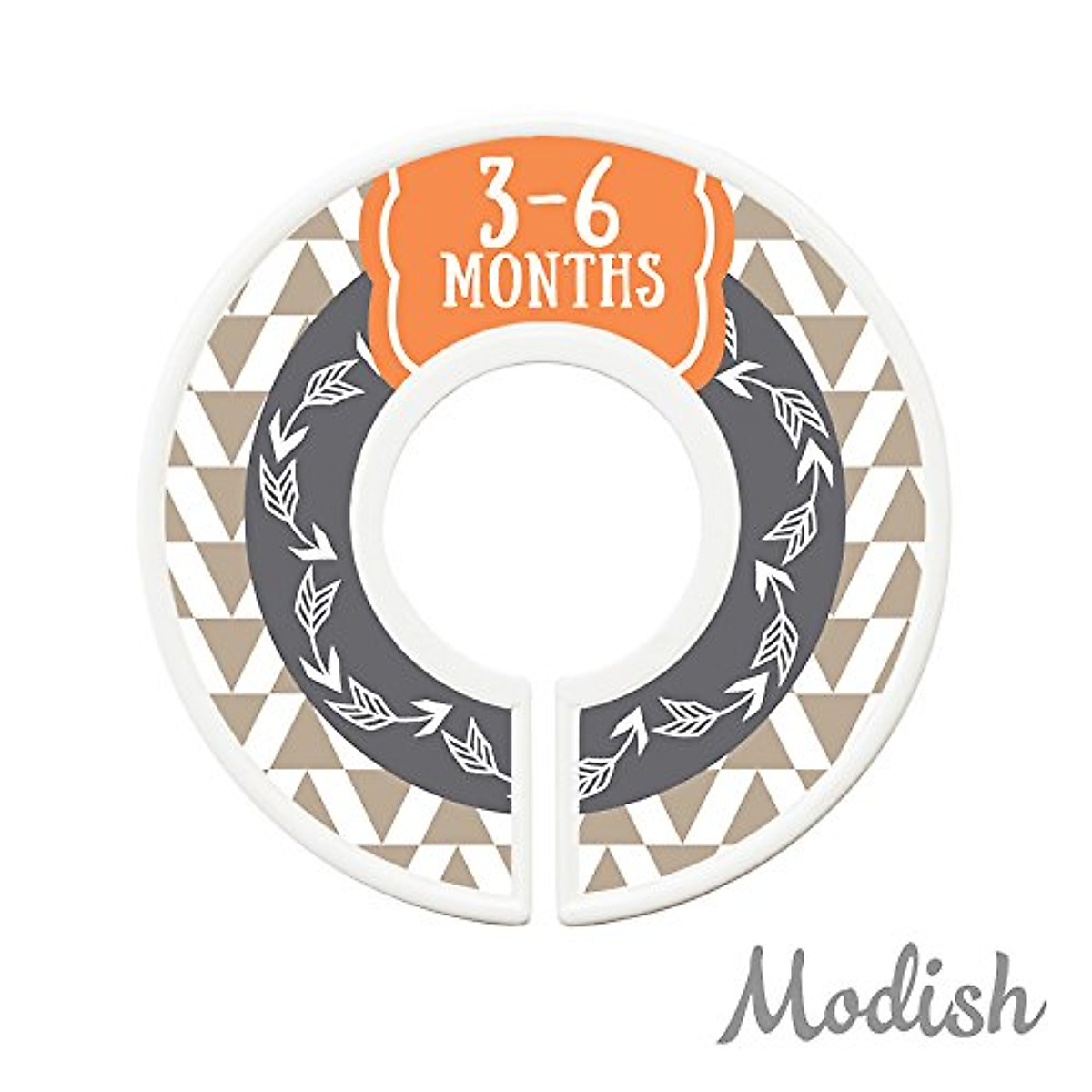 Modish Labels Baby Clothes Size Dividers, Baby Closet Organizers, Closet Size Dividers, Baby Closet Organizers, Clothes Organizer, Neutral, Boy, Woodland, Arrows, Nordic, Boho, Tan, Orange (Baby)