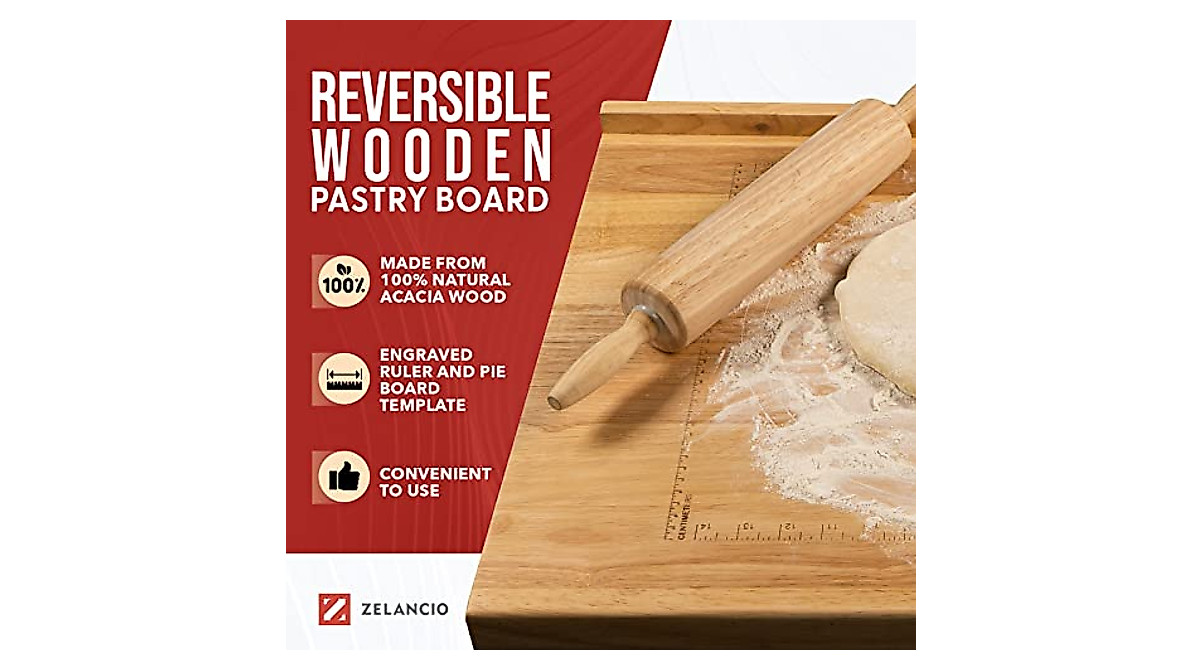 Zelancio Reversible Wooden Pastry Board - Bake Like a Pro