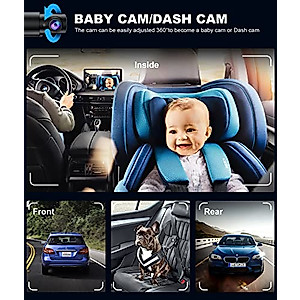 Spedal Wireless Apple Carplay & Android Auto, Portable 7 Inch IPS Touchscreen Car Stereo with Front Camera, Bluetooth Handsfree, WiFi, AirPlay, AUX/FM Transmitter Supports Most Car Models