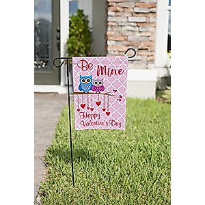 Be Mine Owl Garden Flag - Pink Valentine's Day Yard Decor - Double Sided Valentines Day Flags - Owls Hearts Welcome Sign Decoration by Jolly Jon
