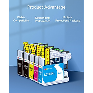 GPC Image Compatible Ink Cartridge Replacement for Brother LC203 LC203XL LC201 XL to use with MFC-J480DW MFC-J880DW MFC-J4420DW MFC-J680DW Printer Tray(4 Black, 2 Cyan, 2 Magenta, 2 Yellow, 10 Pack)