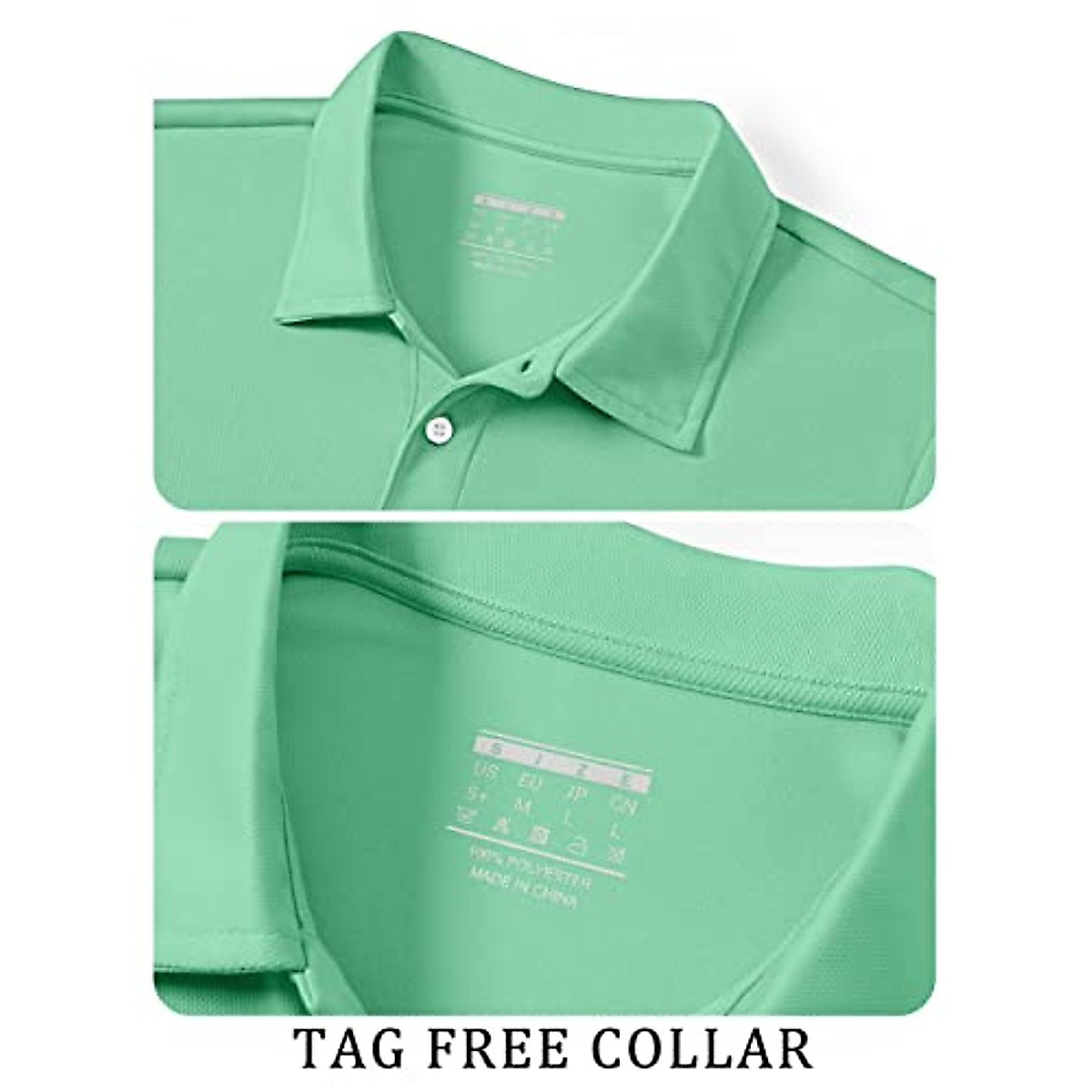 TACVASEN Men's Summer Polo Shirts Casual Lightweight Short Sleeve Collared T-Shirt Mint Green M