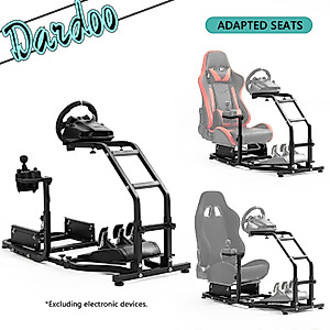Dardoo Racing Simulator Cockpit Gaming Frame Fits for Logitech/Thrustmaster/Fanatec G27 G29 G920 G923 T300,Adjustable Driving Steering Wheel Stand,Not Included Wheel, Pedal and Seat