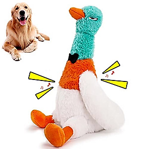 REQIHO Squeaky Dog Toys - Durable Plush Duck Crinkle Paper Stuffed Animal Toys for Small to Large Dogs