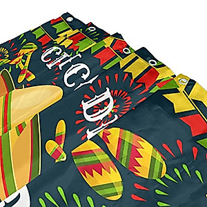 xigua Mardi Gras Bath Curtain Rugs Sets 2 Pcs,Cinco De Mayo Bathroom Theme Set with Shower Curtain and Non-Slip Carpet -12 Hooks-60X72in
