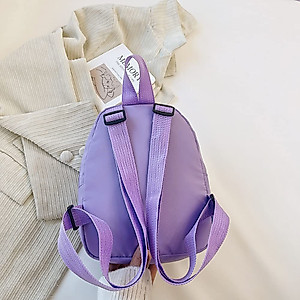LAKEDREAM Casual Nylon Women Mini Backpack Fashion Solid Color Preppy Style Female Small Travel Knapsack Rucksacks (Style A Purple)