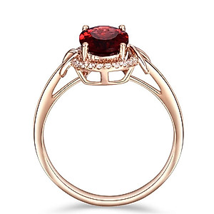 SixTwo Fashion Jewelry 18K Rose Gold Classic Ring Oval Cut Ruby Birthstone Solitaire Halo Ring AAA Cubic Zirconia Ring CZ Diamond Heart Shape Anniversary Eternity Engagement Wedding Band for Women (9)