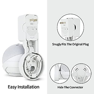 C YECEN Echo Dot 4th Generation Wall Mount Holder Outlet Hanger, Space-Saving Echo Dot Holder (White)