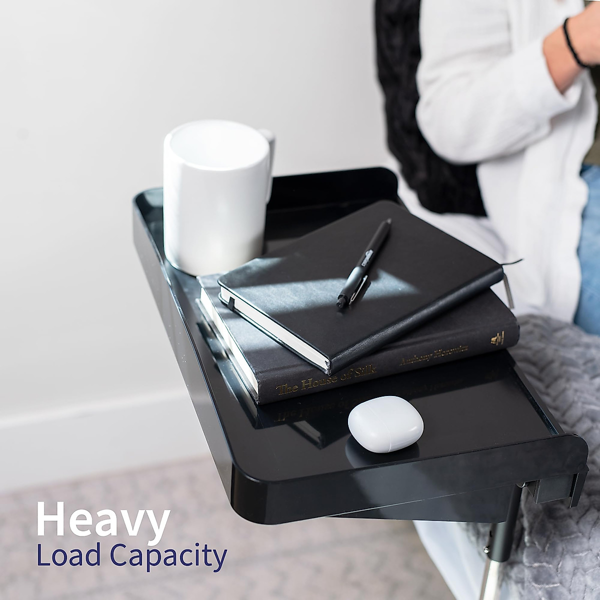 Height Adjustable Under Mattress 17 inch Bedside Shelf, Works with Lofts and Beds Without Frames, Heavy Duty Storage Tray, Fits Laptops, Books, and Drinks, Nightstand Alternative, Black