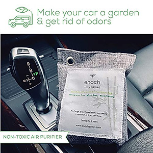 Enoch Bamboo Charcoal Air Purifying Bags (8 Packs) Activated Odor Moisture Absorber, Natural Air Freshener. Air Deodorizer Dehumidifier Bags for Homes, Cars, Shoes, Fridges, Closets (4x200g+4x50g)