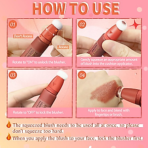 LSxia Liquid Blush Makeup Wand, Cream Liquid Blush with Cushion Applicator For Cheeks Tint, Natural-looking, Glow Dewy Finish, Weightless Blendable Liquid Blush Stick | #102 ENERGETIC-Coral Orange