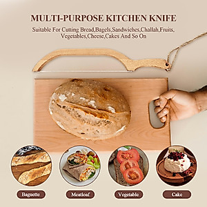 Urnseh Bread Knife, Wooden Bread Bow Knife for Homemade Bread,16" Serrated Sourdough Cutter Fiddle Bow Bread Slicer Knife for Bagels,Baguettes and More,Right Handed