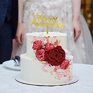 Qertesl acrylic Happy Anniversary Cake Topper, Wedding Anniversary Party Decorations,Company th Anniversary Party, 50th Birthday Party Decoration Supplies