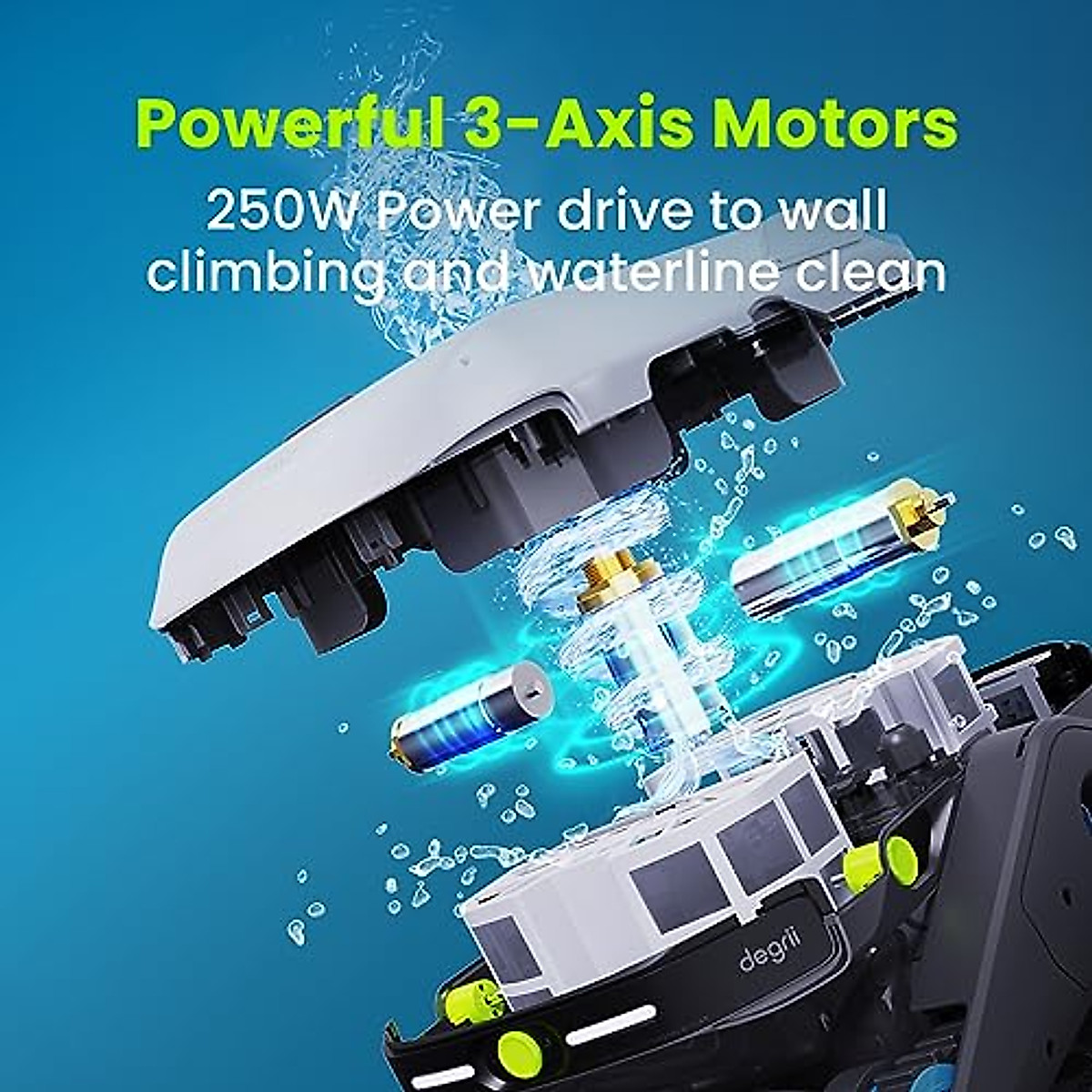 degrii Zima Pro Cordless Robotic Pool Cleaner - Wall & Waterline Cleaning, Smart Mapping Pool Cleaner with 180 µm Filter, Intelligent APP Control - All Pool Types