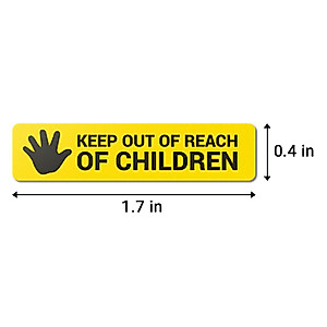 300 per Pack/3PK - Keep Out of Reach of Children Labels - 1.7 x 0.4 inch, Keep Out Reach from Children Stickers for Choking Hazard, Cosmetics, Drug Warning - Pharmacy Auxiliary Label (Yellow)