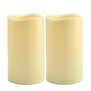 U&U Flameless Candles 3 x 4.5 Inch (Set of 2), LED Flickering Outdoor Candles Battery Operated Plastic Pillar Candles for Indoor/Outdoor Home Décor, Halloween, Wedding Decorations