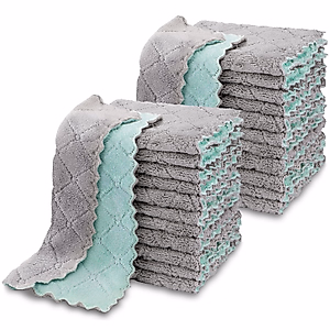 AIDEA Kitchen Dish Cloth - 12 Pack, Super Absorbent Coral Fleece Dish Cloths, No Odor Reusable Dish Cloth, Premium Microfiber Cleaning Cloths, Nonstick Oil Washable Fast Drying 6.3" x10.4"