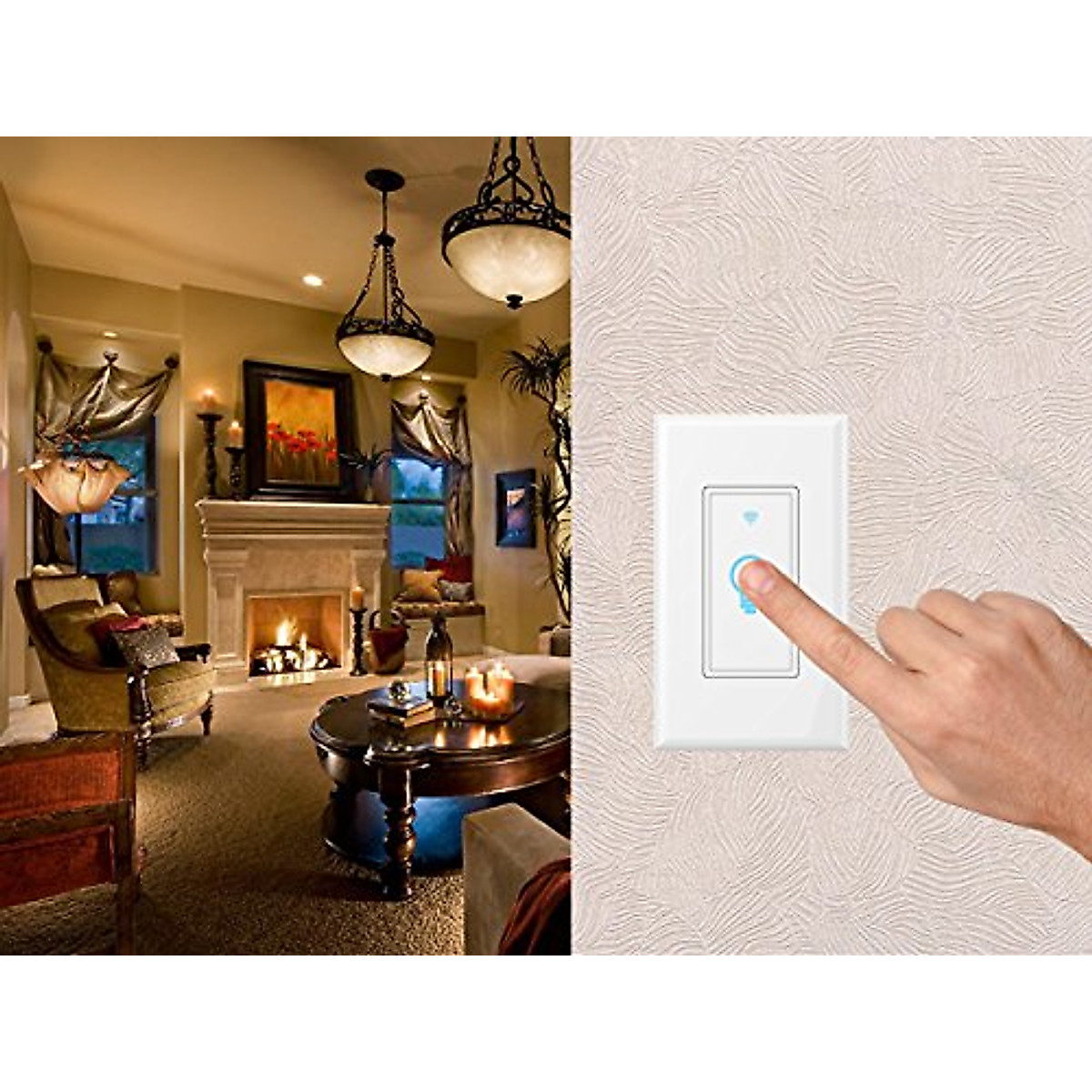 Micmi Smart WiFi Light Switch Compatible with Alexa/Google Home IFTTT Timing Wireless Voice Control Function, Suit for 1/2/3/4 Gang Switch Box in Wall, Neutral Wire Required 1pack