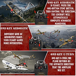 LEAMBE RC Plane 4 Channel Remote Control Airplane - Ready to Fly P-40 Warhawk RC Airplane for Beginners Adult with Xpilot Stabilization System & One Key Aerobatic