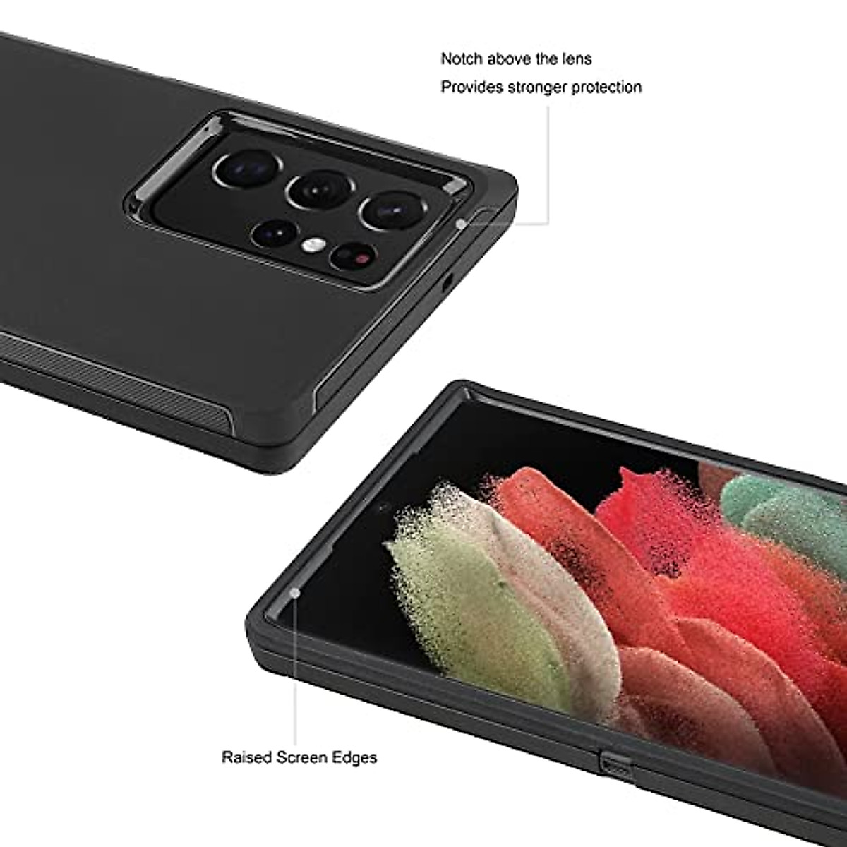 Case for Samsung Galaxy S23 Ultra (2023),3 Layer Heavy Duty Shockproof Anti-Fall Drop Protection Anti-Scratched Rugged Phone Cover for Galaxy S23 Ultra 5G 6.8'' (Black)