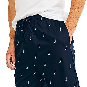 Nautica Men's Soft Woven 100% Cotton Elastic Waistband Sleep Pajama Pant, Maritime Navy, Medium