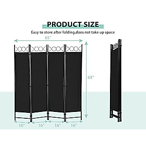4 Panel, 6FT Room Dividers and Folding Privacy Screens, Freestanding Room Dividers with Steel Frame for Home Office Dorm Hotel Separation, Portable Wall Divider for Room Separation