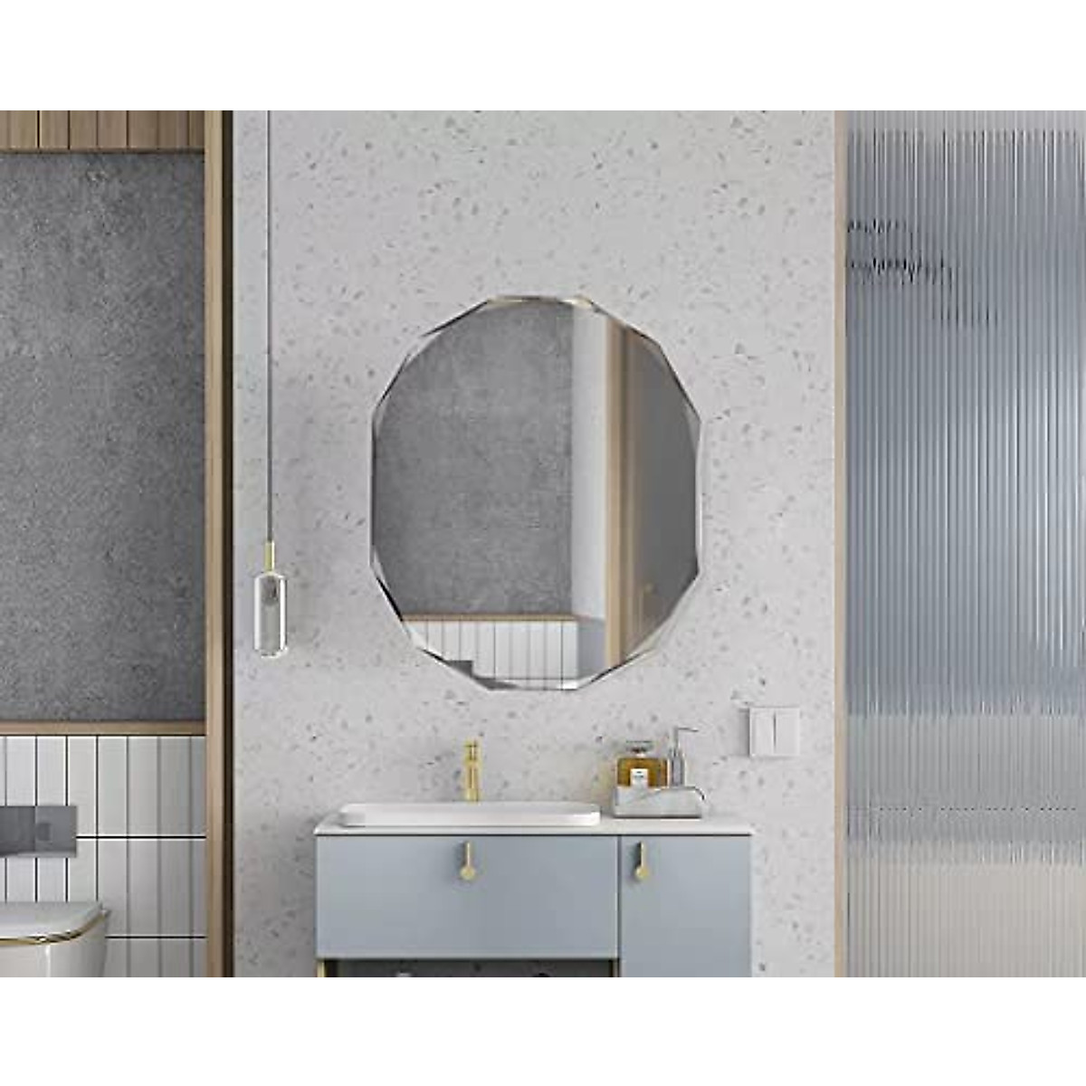 SNUGACE Single Beveled Edge Frameless Wall Mount Bathroom Vanity Mirror, 20” X 28”