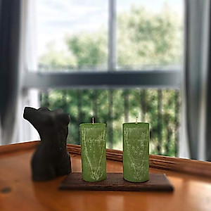 Simply Soson Rustic 3x3 Dark Moss Green Pillar Candles Set of 3 - Unscented Candles - Large Candle for Candle Holders - Velas Decorativas Green Candles Pillar Colored Candles Fall Pillar Candles Bulk