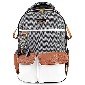 Itzy Ritzy Boss Bow Charm with Clasp - Cute Bow Bag Charm for Diaper Bags, Purses, Keychains & Wallets - Versatile & Stylish Vegan Leather Purse Charm (Black)