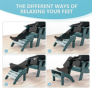 Cecarol Folding Adirondack Ottoman for Adirondack Chair, Folding Easily Adirondack Footstool Without Assembly, Ottoman for Outdoor Porch, Yard, Garden, White-ACO01