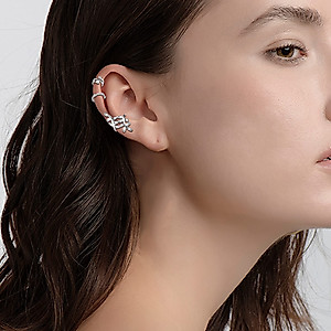 FIBO STEEL 20Pcs Ear Cuffs Earrings Set for Women Non-Piercing Dainty Cartilage Ear Clip On Wrap Earring Set Adjustable Silver Plated