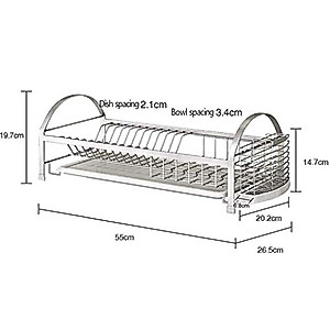 SDGH Stainless Steel Dish Rack - Kitchen Countertop Storage Dishes Drain Rack 55x26.5x19.7cm(LxWxH)