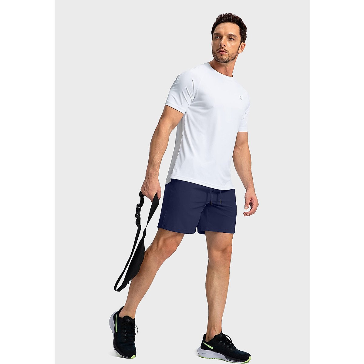 Men's Running Shorts with Zipper Pockets 7 Inch Lightweight Quick Dry Gym Athletic Workout Shorts for Men (Navy, M)