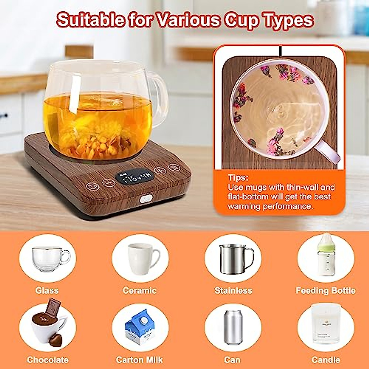 CEROBEAR Coffee Mug Warmer, Auto On/Off Upgrade Gravity-Induction Mug Warmer for Desk with 9 Temperature Settings, 1-9 Timer Smart Candle Cup Warmer for Home Office