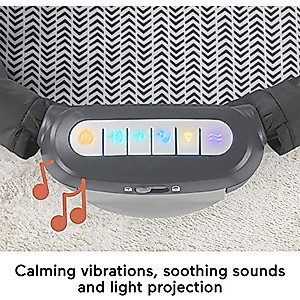 Fisher-Price Baby Crib Soothing View Projection Bassinet Portable Cradle with Lights Music Vibrations & Slim Fold, Pencil Strokes