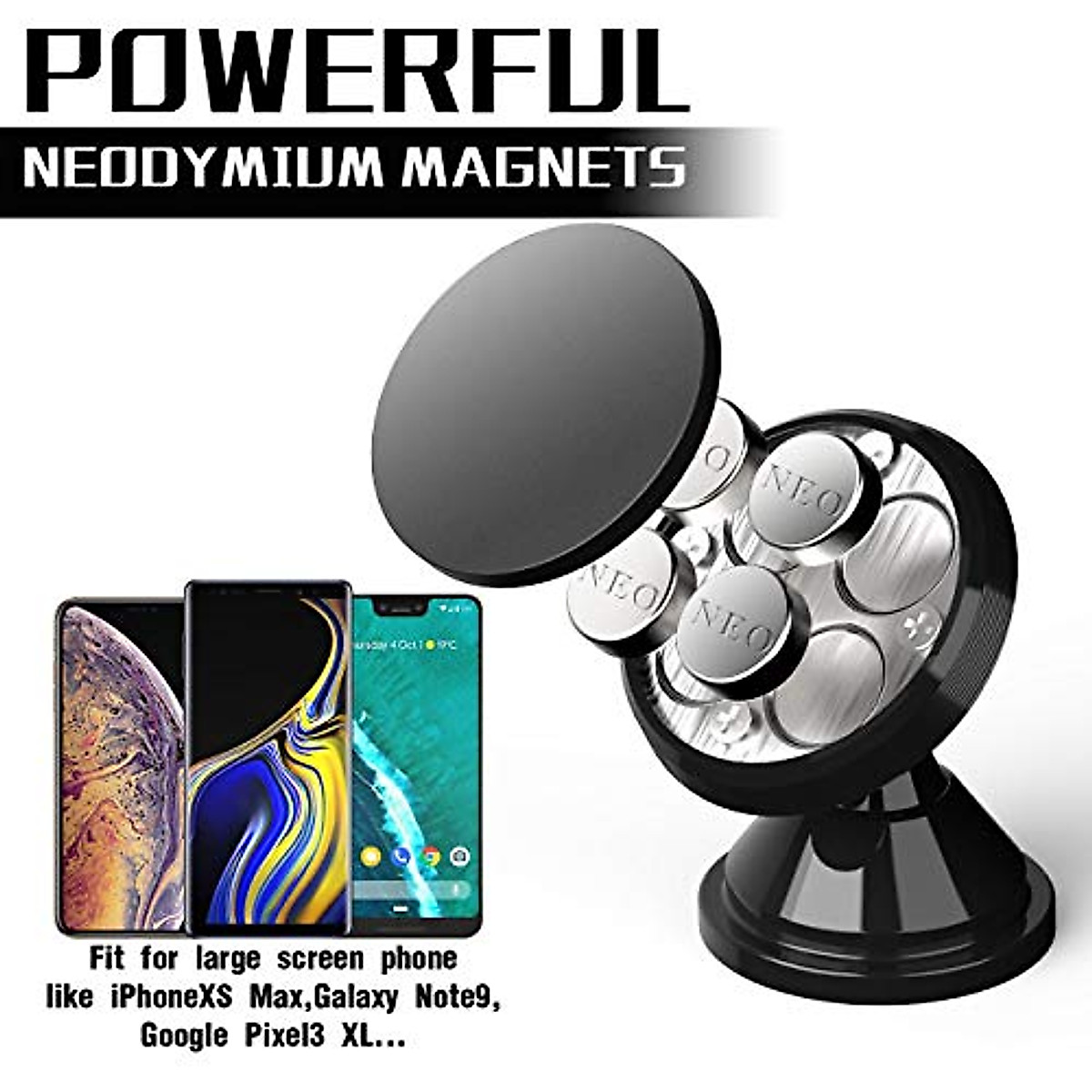 eSamcore Magnetic Phone Car Mount, Powerful Magnets Car Mount Holder for Dashboard with Strong Adhesive, Fits Smartphone [2 Pack]