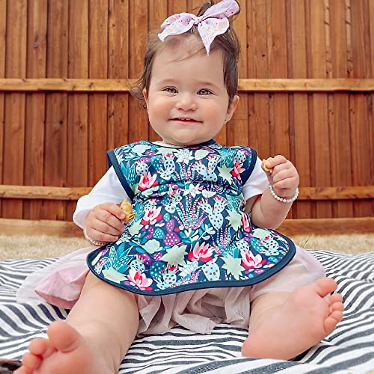 BapronBaby Desert Floral Bapron - No Neck Tie Safer Bib for Baby & Toddler - Soft Waterproof Stain Resistant - Machine Washable - Sz Baby/Toddler 6m-3T