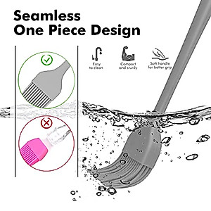 TACGEA Silicone Basting Pastry Brush Heat Resistant, Kitchen Cooking Brushes for Oil, Spread Sauce, BBQ, Baking, Grilling, BPA Free, Set of 3 Gray