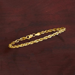 Ross-Simons 3.2mm 14kt Yellow Gold Rope-Chain Bracelet. 7 inches