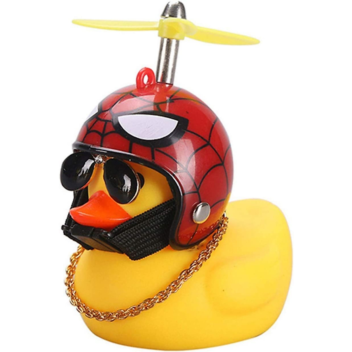 LAYE Car Decoration Rubber Duck Helmet Toys,Yellow Duck Car Dashboard Decorations with Propeller Helmet for Adults, Kids, Women, Men(Spiderman)