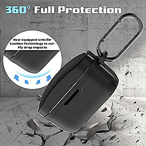 LDSXAY Compatible with Sony WF-1000XM4 Case Cover (2021), Rugged Armor Protective Cover Full-Body Shockproof Shell for Sony WF-1000XM4 with Anti-Lost Carabiner (Black)