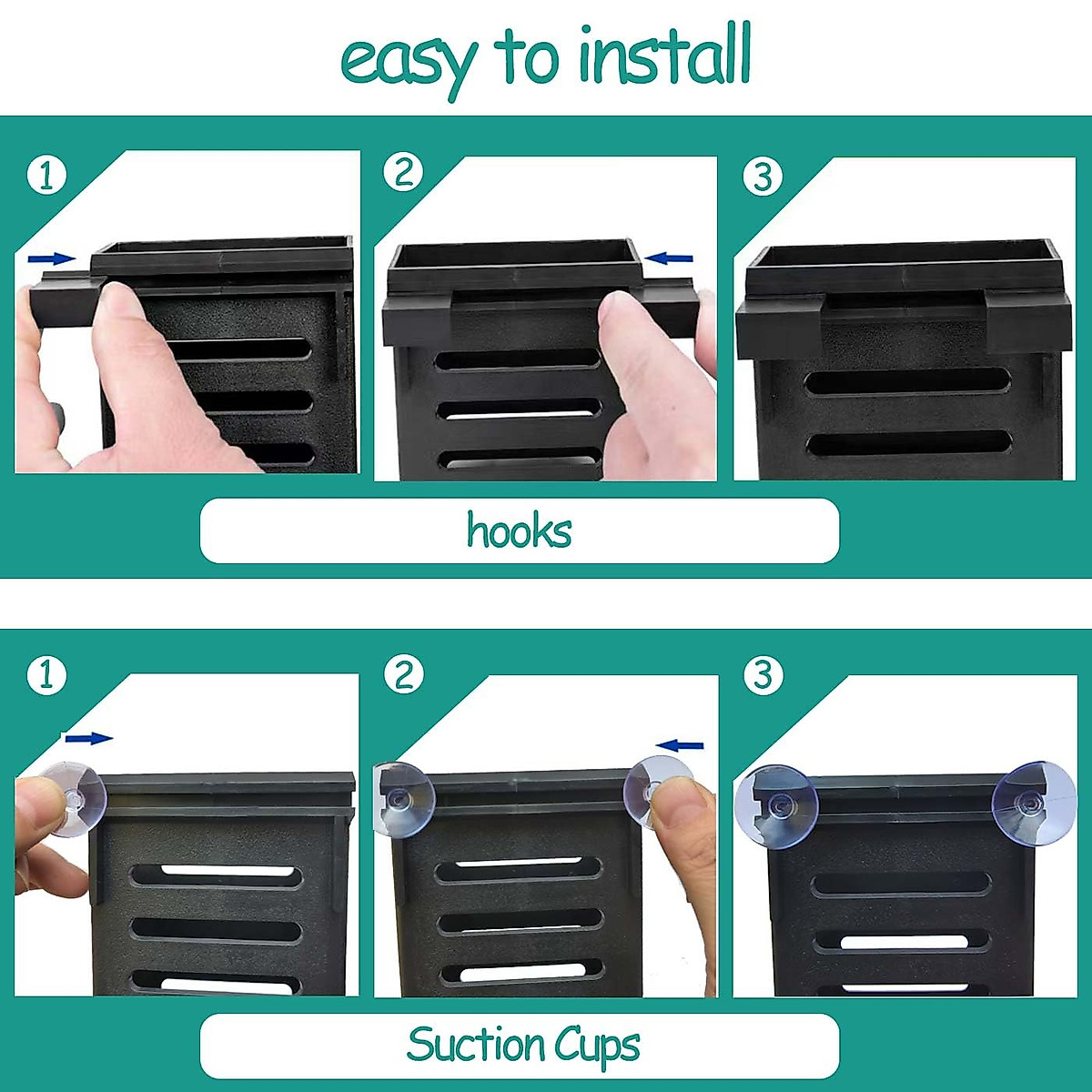 2 PCS Hanging Aquarium Planter Cups, Aquatic Plants Holder, Aquarium Planter Cup, Aquarium Decorations Plants Pot and Fish Tank Plants Pot for Live Aquarium Decor (Black-2 PCS)