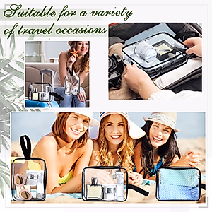 Silkfly 24 Pcs Clear Toiletry Bag PVC Travel Cosmetic Bag with Handle Strap Makeup Bag Vacation Valentine Salon Gift(Black)