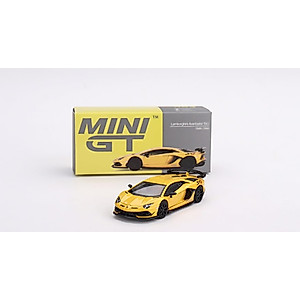 True Scale Miniatures Model Car Compatible with Lamborghini Aventador SVJ Giallo Orion Limited Edition 1/64 Diecast Model Car MGT00563
