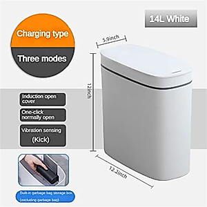 AIWE7D Touchless Bathroom Trash Can with Lid Lids for Kitchen Office Home Bedroom Motion Sensor Trash Can Waterproof Garbage Bin Rechargeable Smart 3.7 Gallon