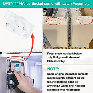 UPGRADED DA97-14474C Refrigerator Ice Bucket Compatible with Samsung Ice Maker Replacement Ice Bin Container Parts DA97-14474A Assy Tray Ice, RF28HMEDBSR RF263TEAESR RF28HFEDBSR Refrigerator Ice Maker