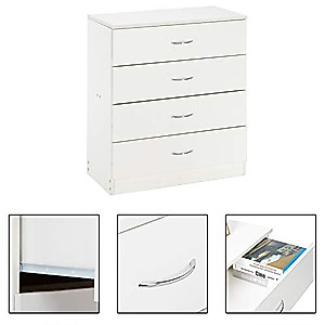 Volowoo 4-Drawer Chest Storage,Dresser Organizer, MDF Wood Simple Dresser Tower Easy to Assemble Chest of Drawers for Bedroom, Hallway, Entryway, Closets,Office (White)